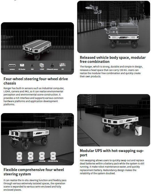 Autodiscovery AgileX Ranger, large all wheel steer robot platform